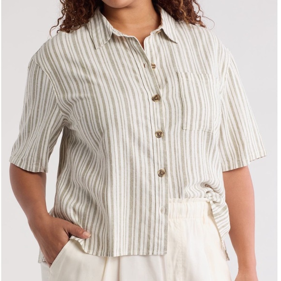 Sanctuary | Tops | Nwt Sanctuary Striped Linen Button Up Shirt | Poshmark